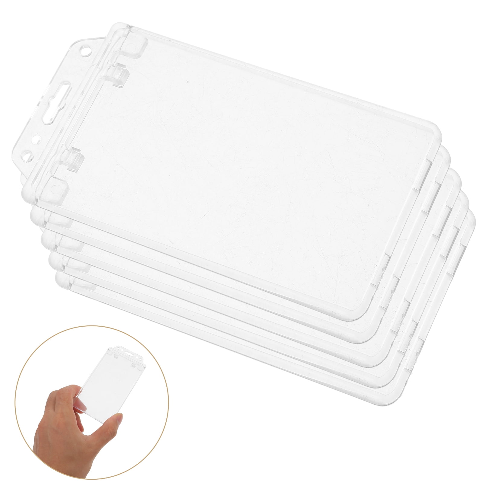 OUNONA 5 Pcs Transparent Name Badge Id Card Holders for Badges Sleeves ...