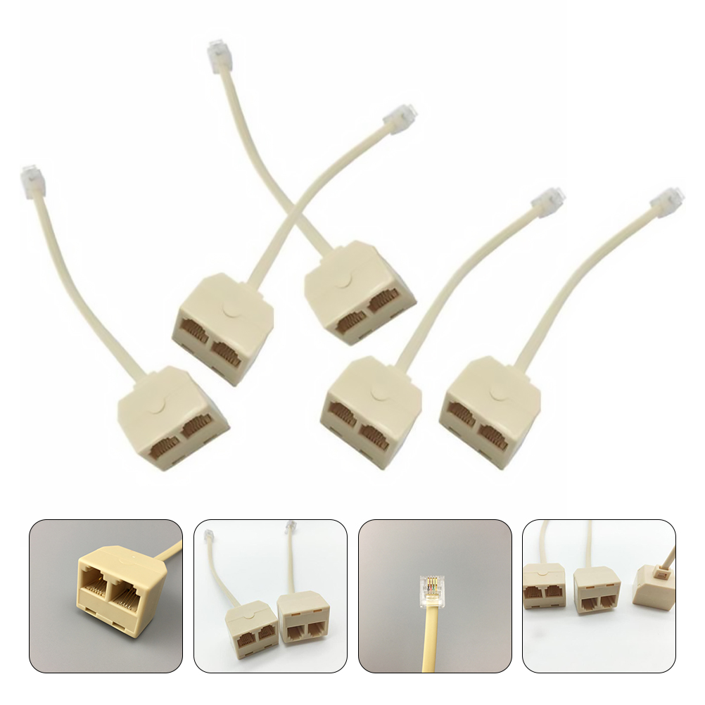OUNONA 5 Pieces RJ11 Socket Converter 2 Way Phone Line Splitter Male To ...