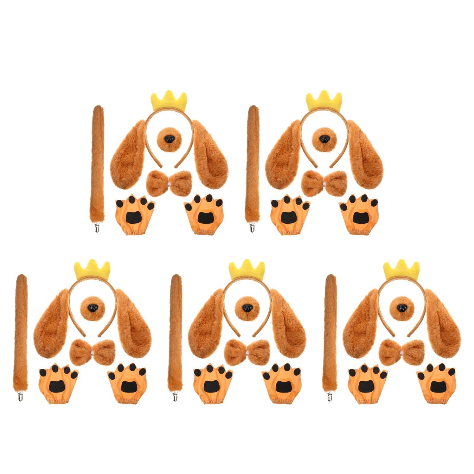 OUNONA 5 Sets Dog Ears Costume Headband Fake Dog Nose Prop Tail Animal ...