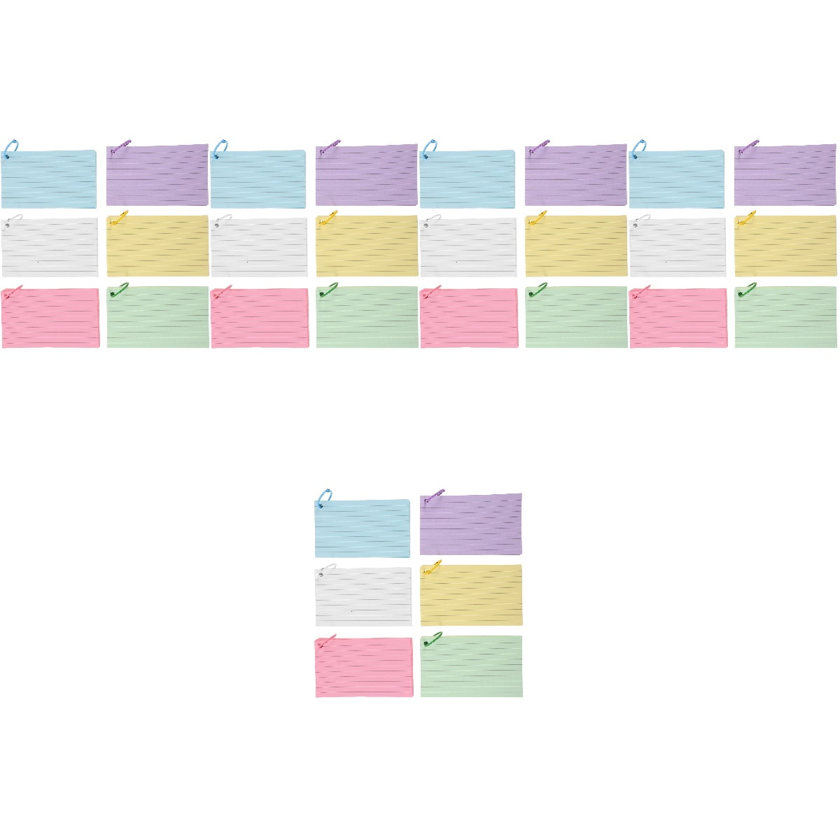 OUNONA 5 Sets Index Cards with Rings Study Flash Cards Single Hole ...