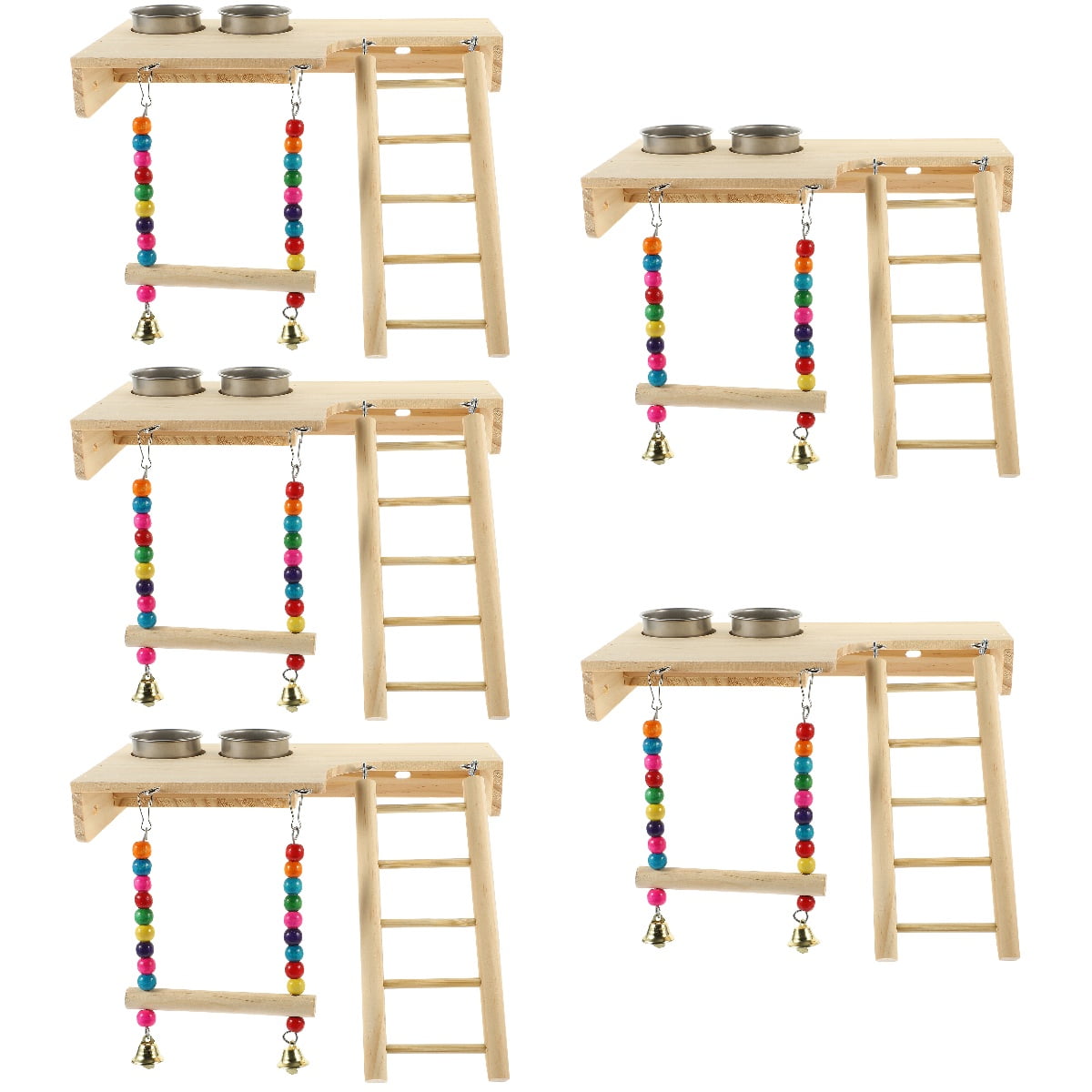 OUNONA 5 Sets of Interesting Bird Platform Bird Stand with Swing Bird ...