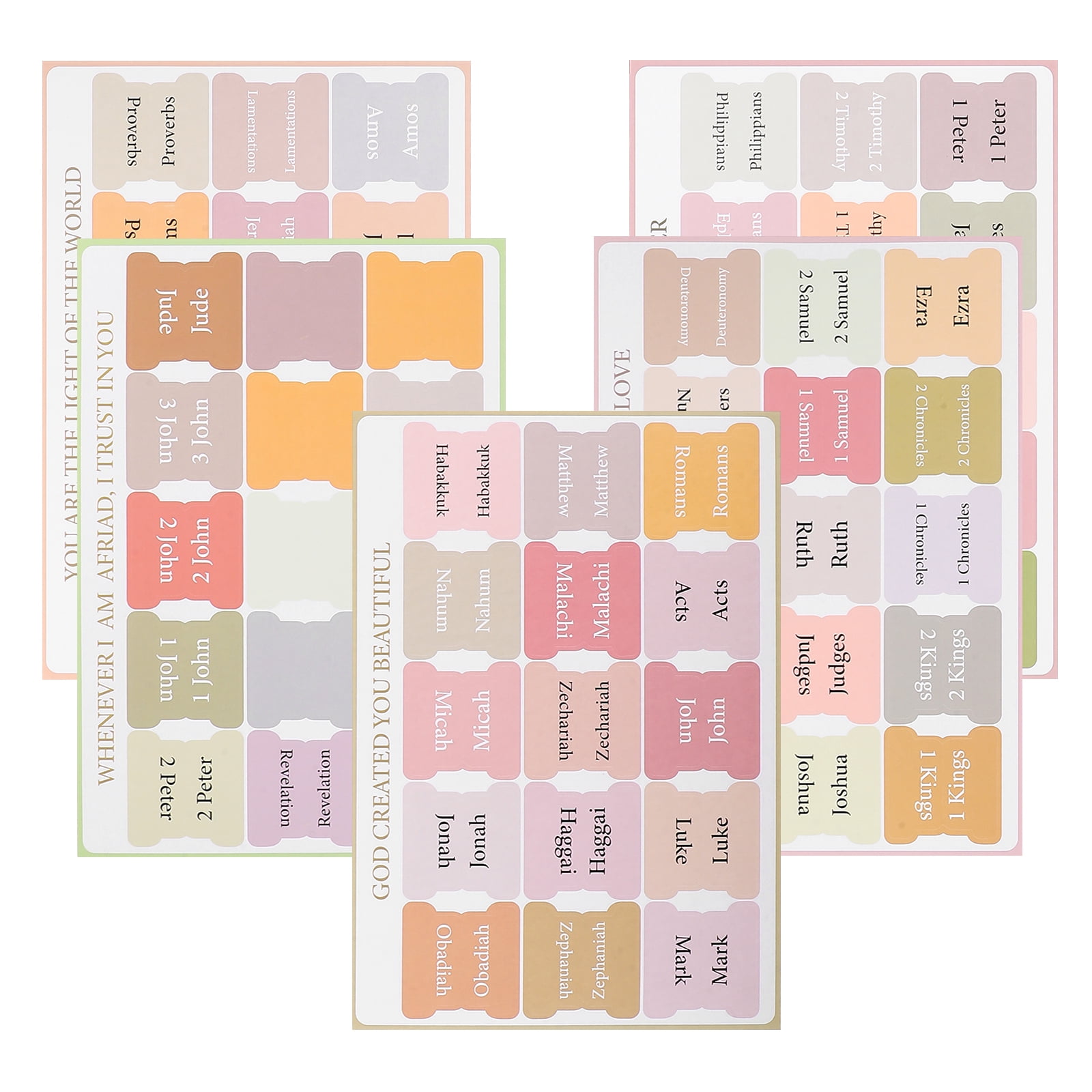OUNONA 5 Sheets Bible Book Tabs Bible Tabs Colored Bible Tabs for ...