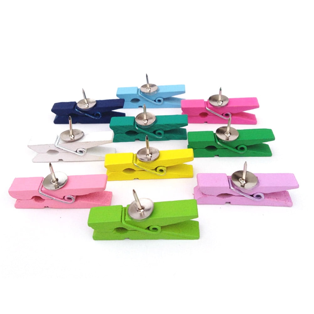 OUNONA 50 Pcs Paper Clips Wooden Clip Push Clothespins 50pcs - Walmart.com