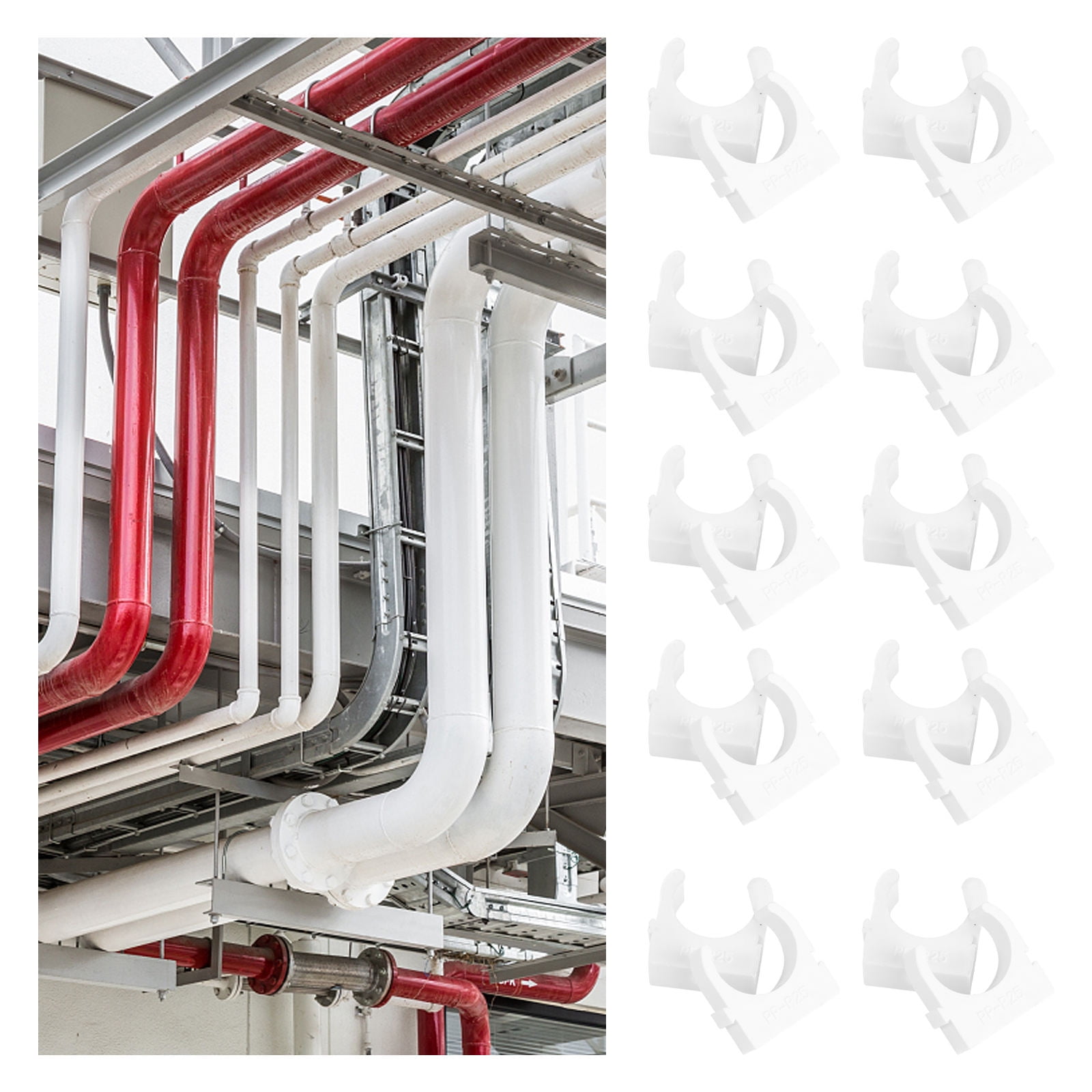 OUNONA 50 Pcs Support PVC Clamp Clamps Heavy Duty Pipe Fasten White ...