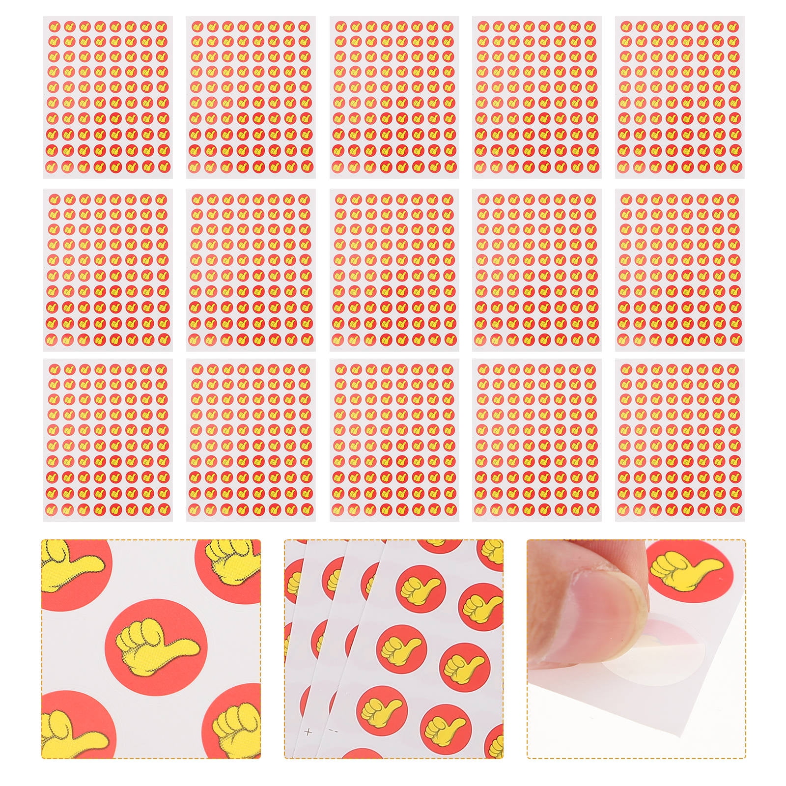 OUNONA 50 Sheets Kid Thumbs-up Stickers Self-adhesive Kids Decals Small ...