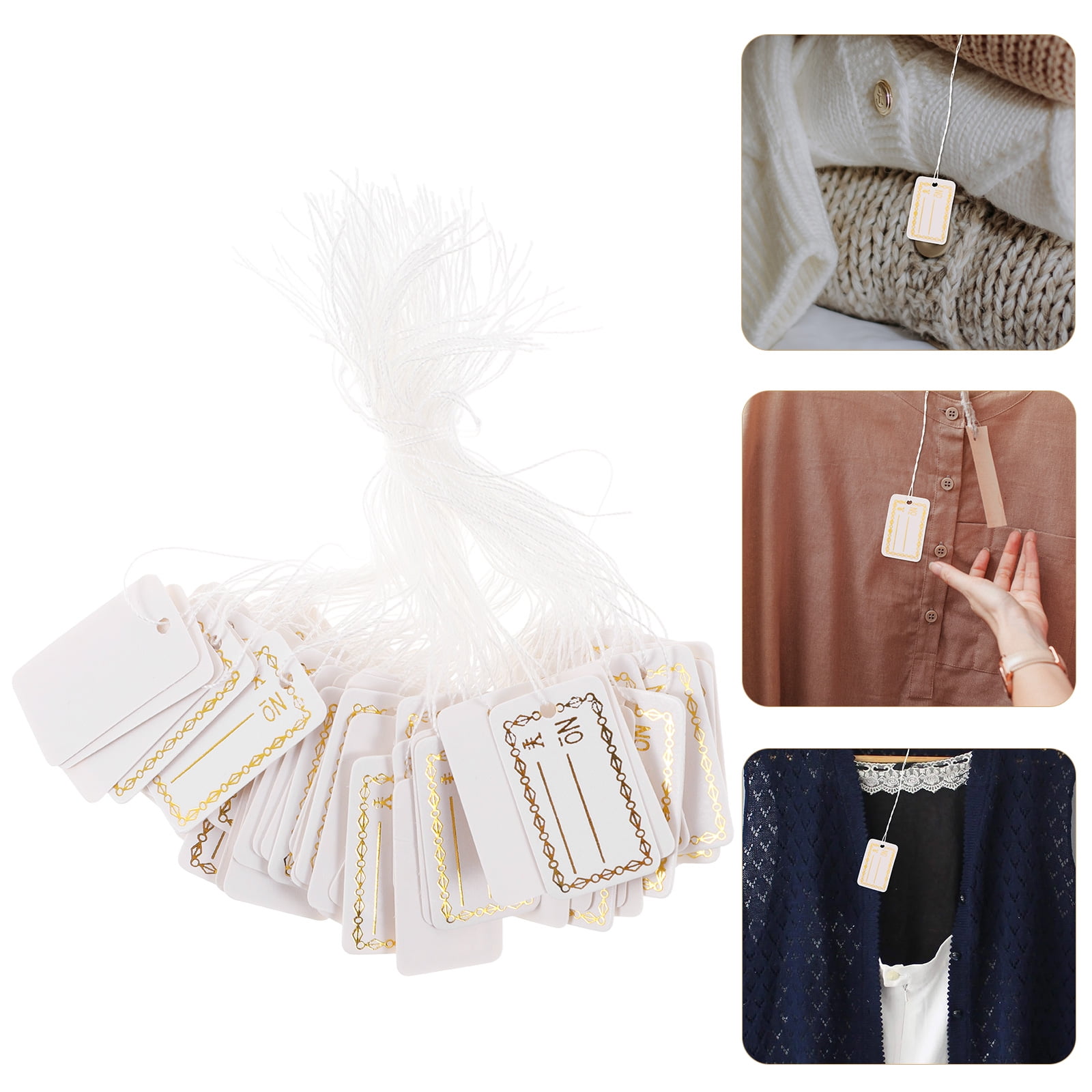 OUNONA 500Pcs Small Paper Tags with String for Retail Merchandise ...