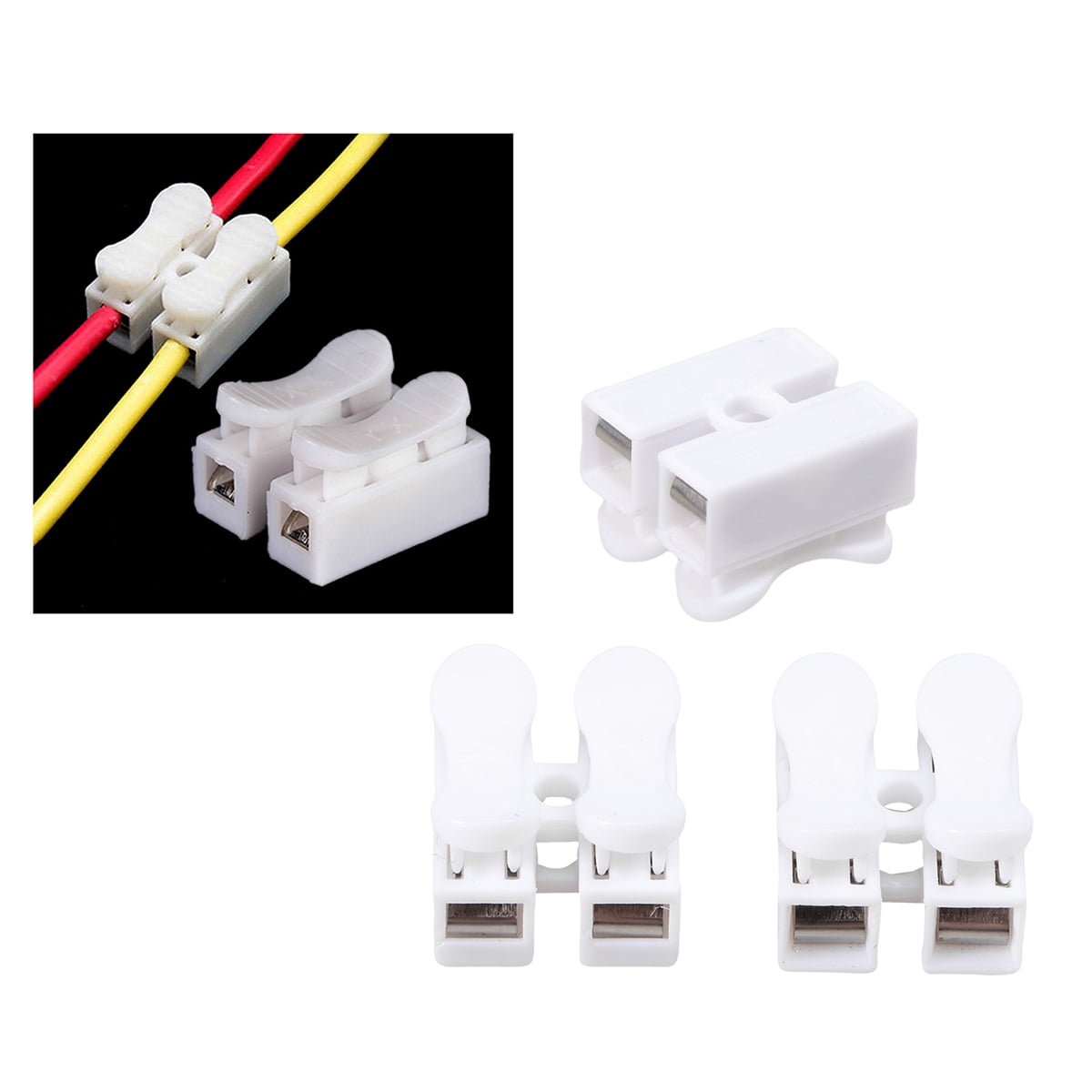 OUNONA Wire Lamp Terminal Block Connector for Butt Joint 50PCS White 0. ...