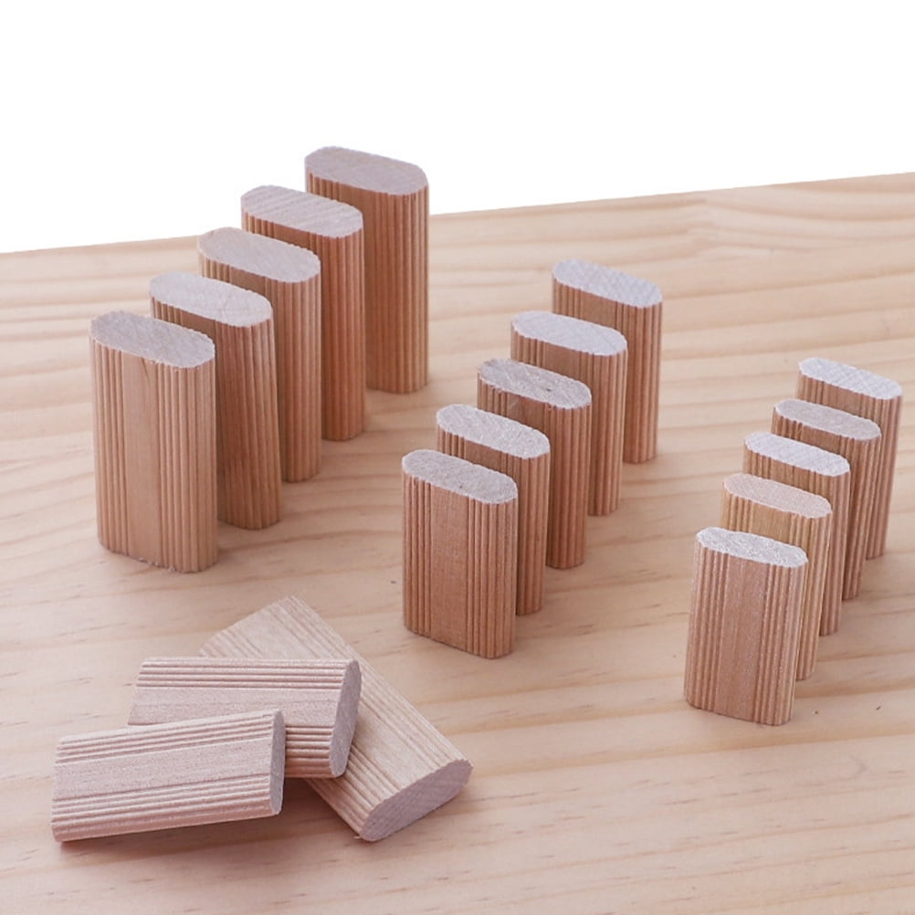 OUNONA 50Pcs Wooden Dowel Blocks Domino Tenons Wood Grooved Block ...