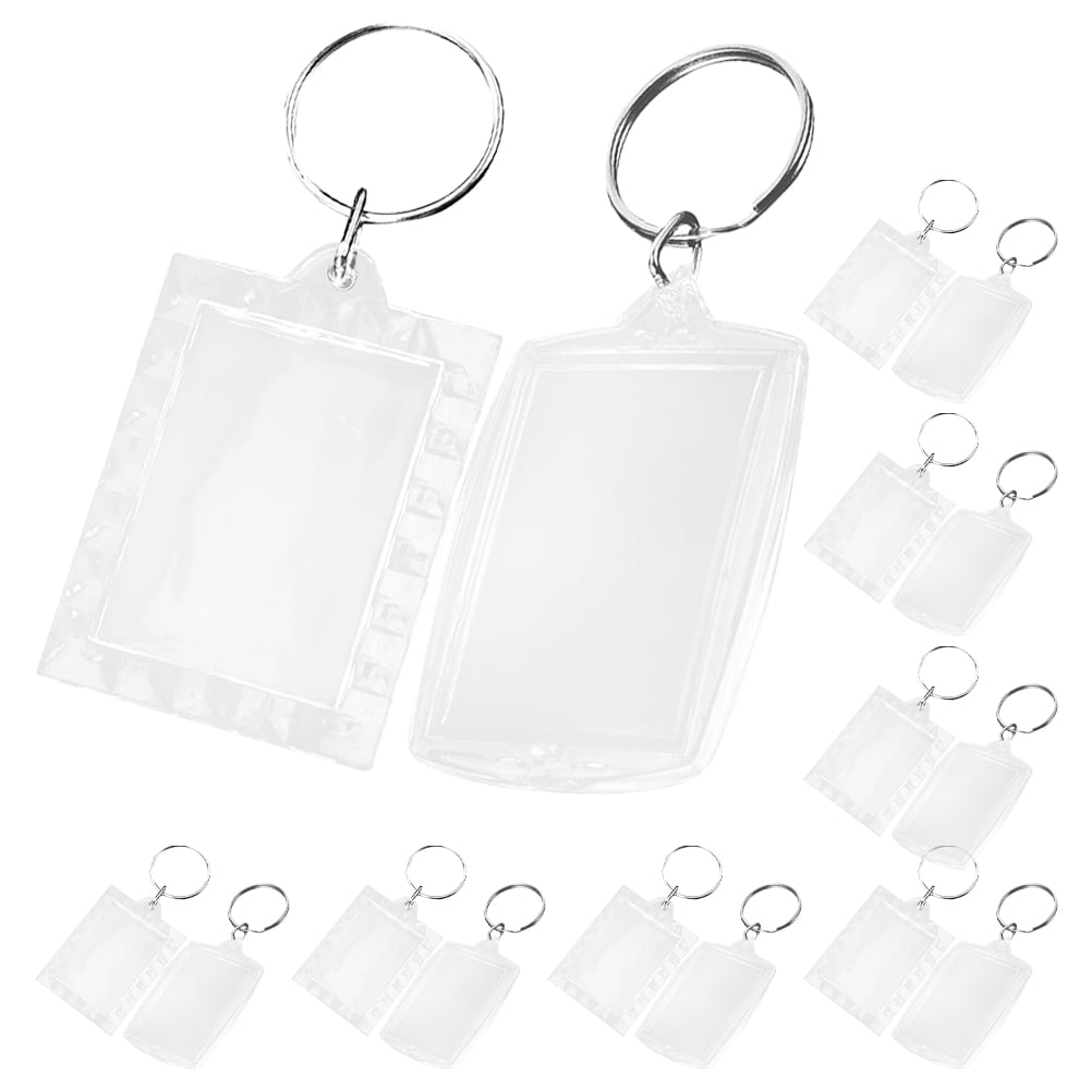 OUNONA 50pcs Clear Acrylic Photo Keychain Blanks for Crafts, , Handbag ...