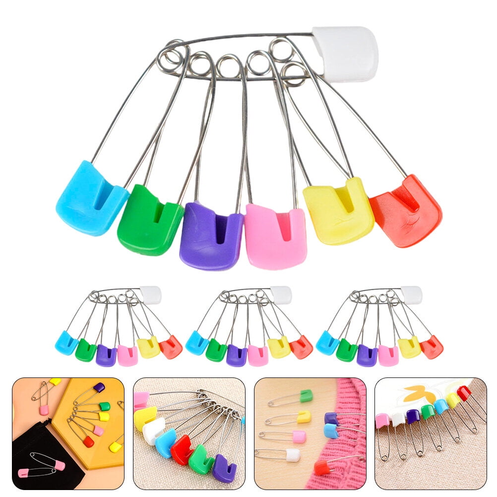 OUNONA 50pcs Baby Safety Pin Plastic Head Safety Clothes Pin Cloth ...