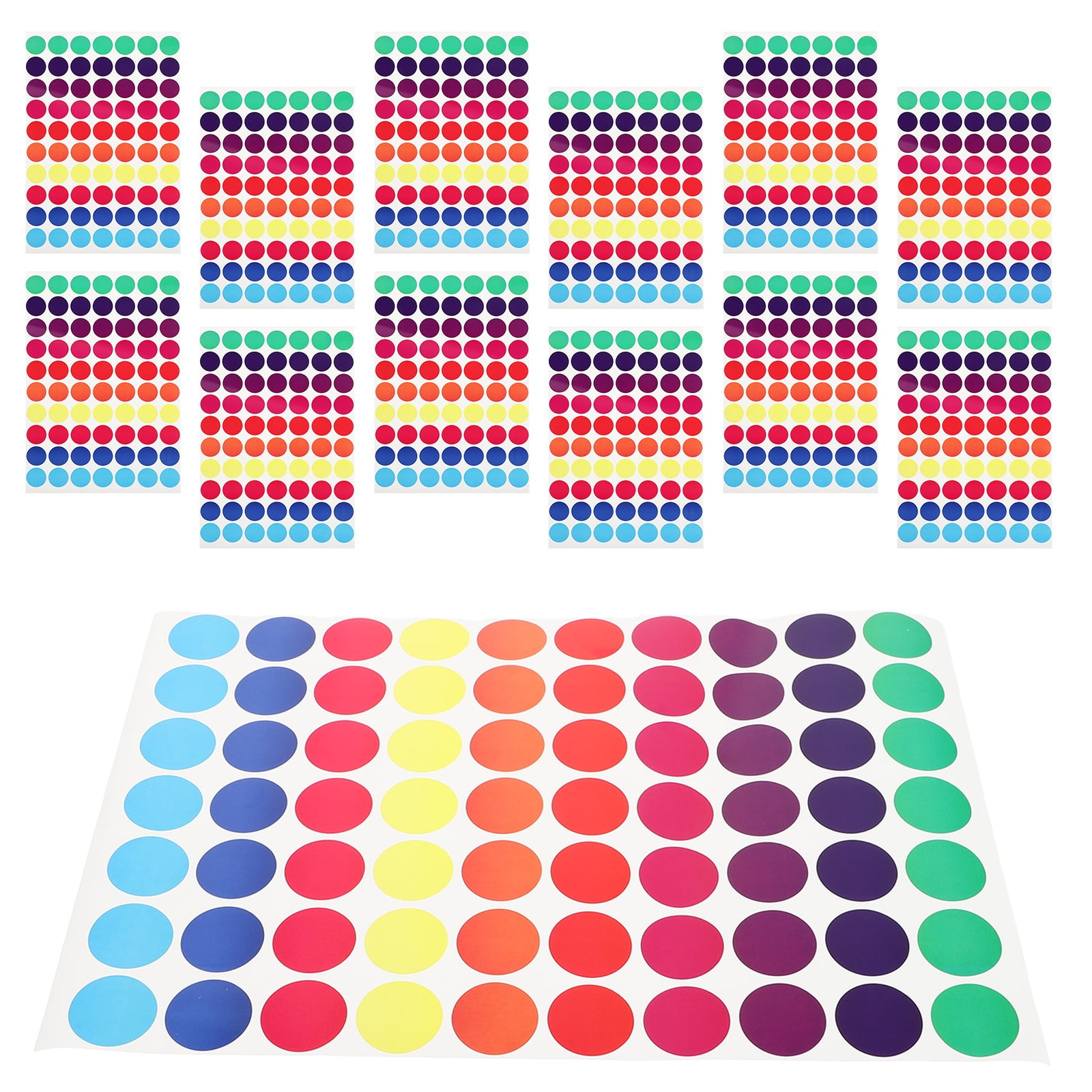 OUNONA 50pcs Circle Sticker Round Colored Dot Stickers Labels Colorful ...