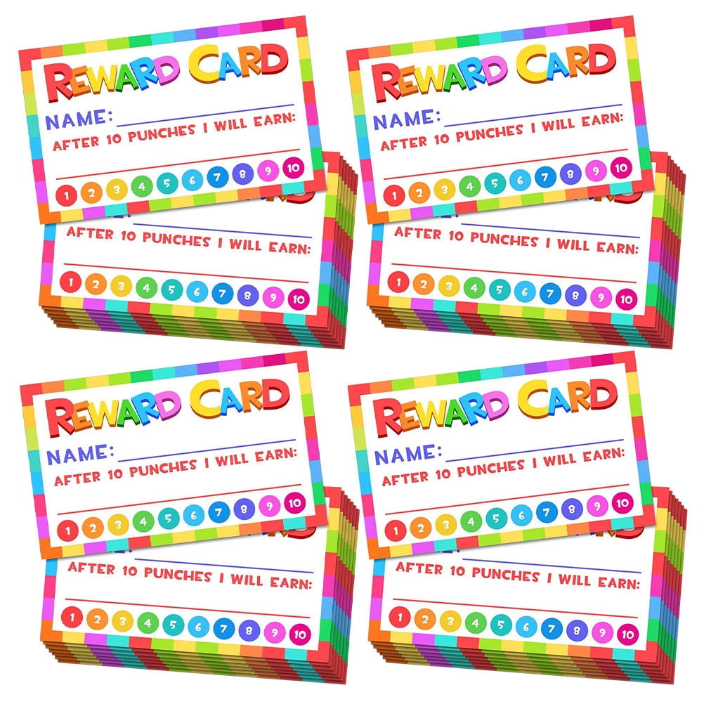 OUNONA 50pcs Classroom Punch Cards Kids Reward Punch Cards Cartoon ...