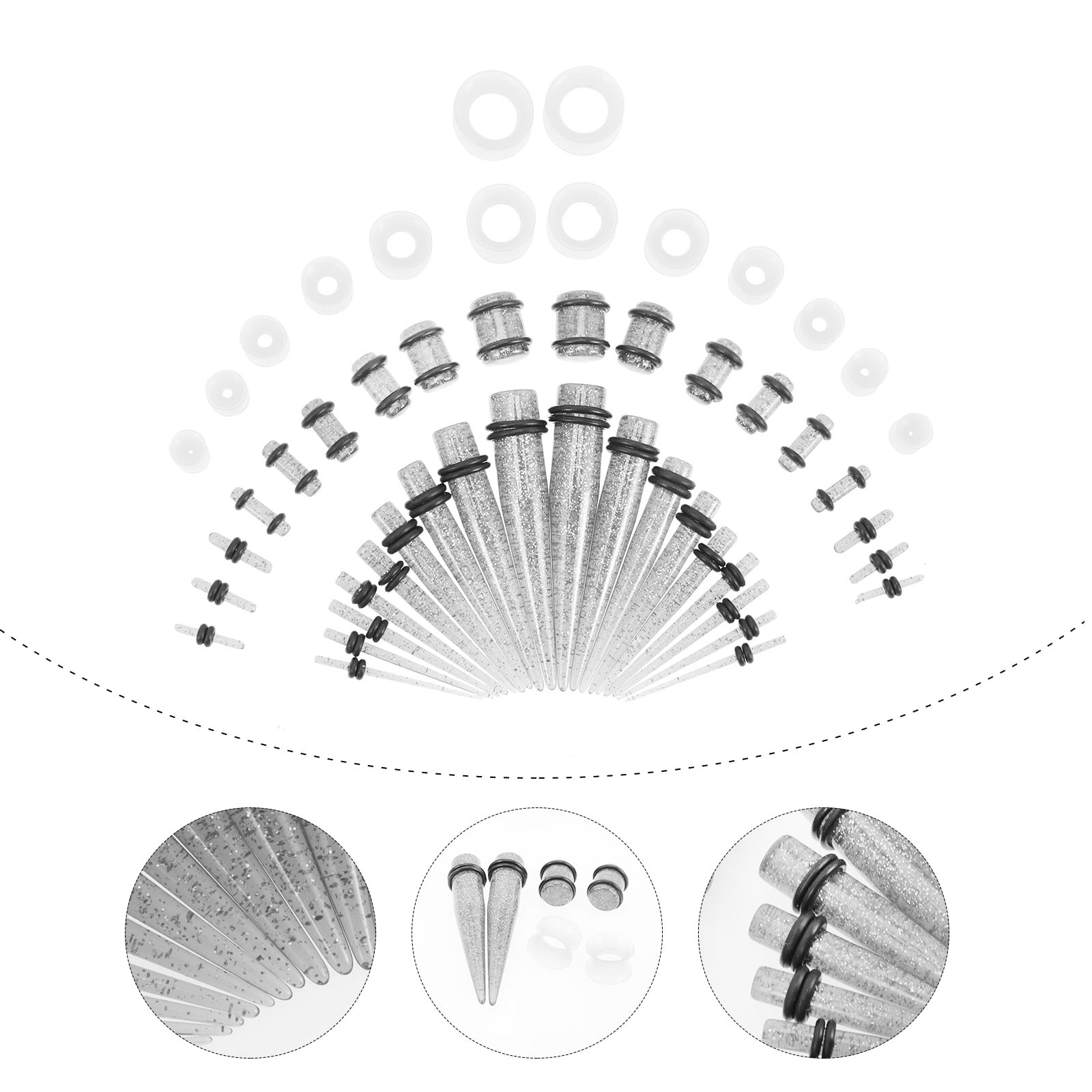 OUNONA 50pcs Gauges for Ears Acrylic Gauge Stretching Kit Ear Gauges ...
