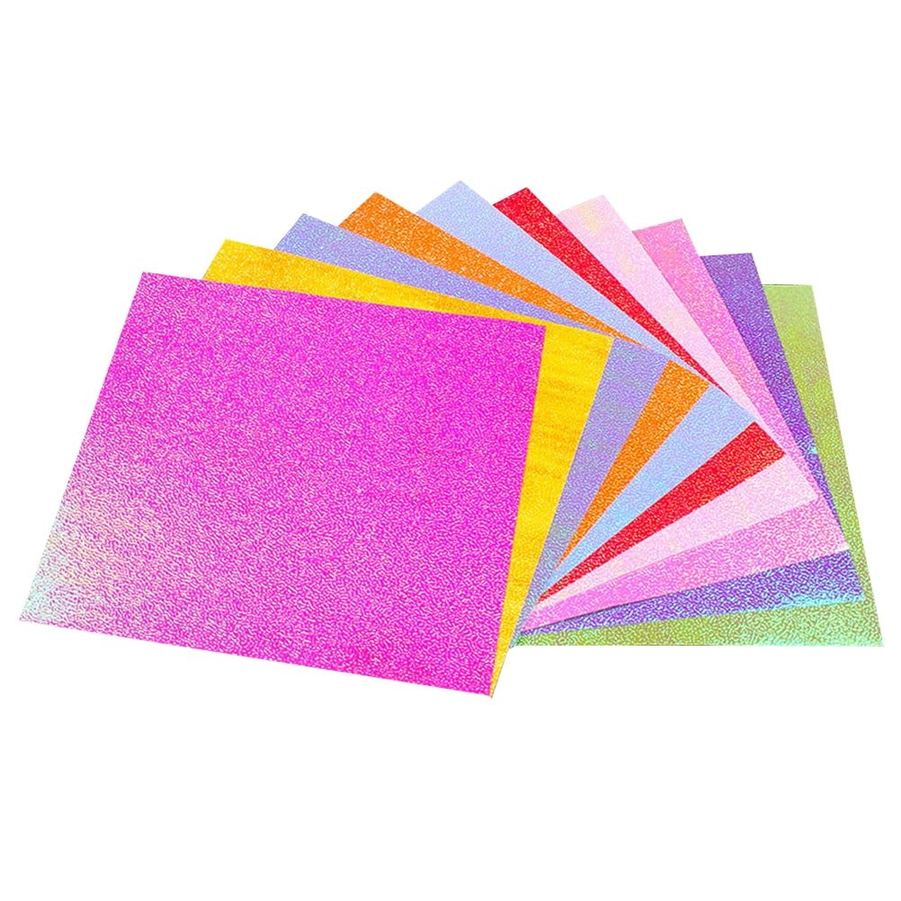 OUNONA 50pcs Glitter Handmade Paper Folding Origami Iridescent Flicker ...