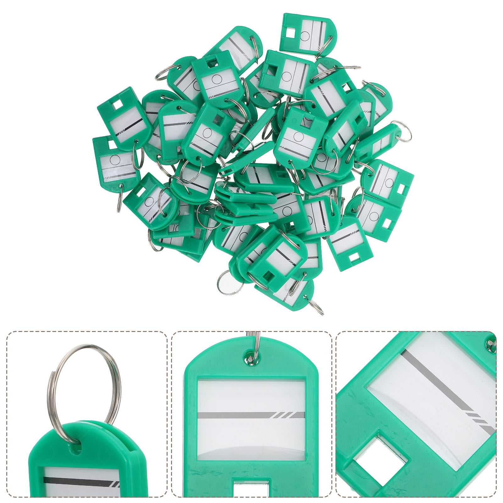OUNONA 50pcs Green ABS Key Tags for DIY Luggage Tags with Split Rings ...