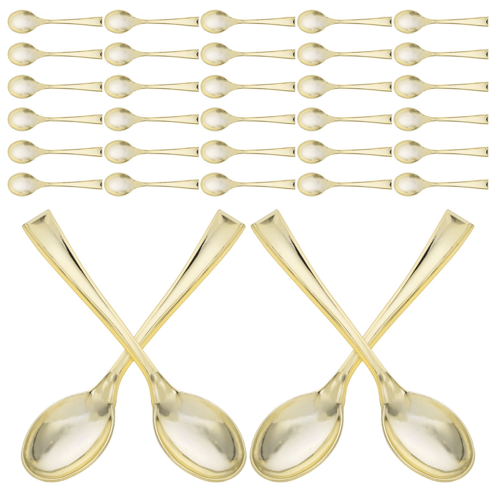 OUNONA 50pcs Mini Gold Dessert Spoons Disposable Tasting Spoon Dessert ...