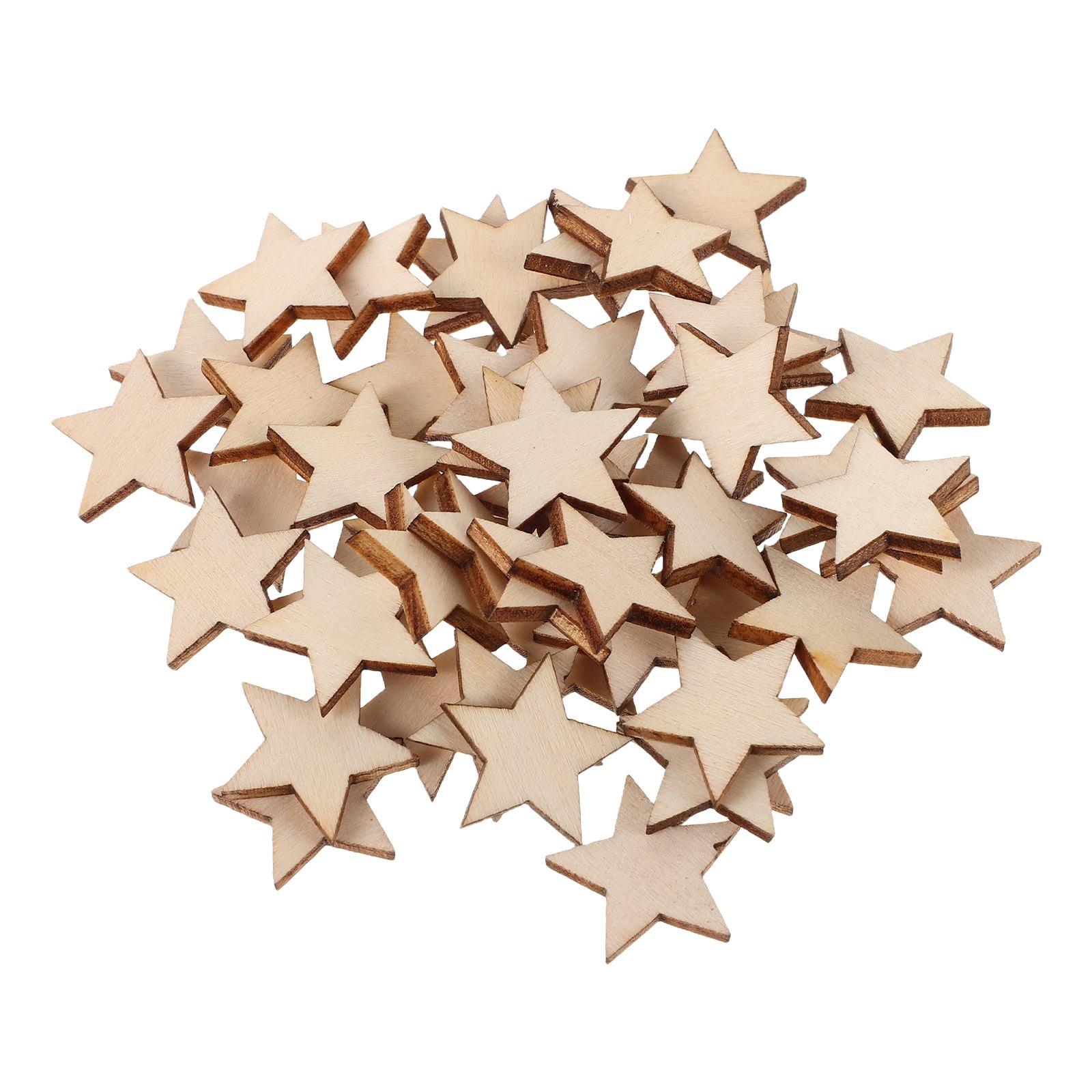 Oecoator 50pcs Mini Wooden Stars For Crafts Unfinished Wood Star ...