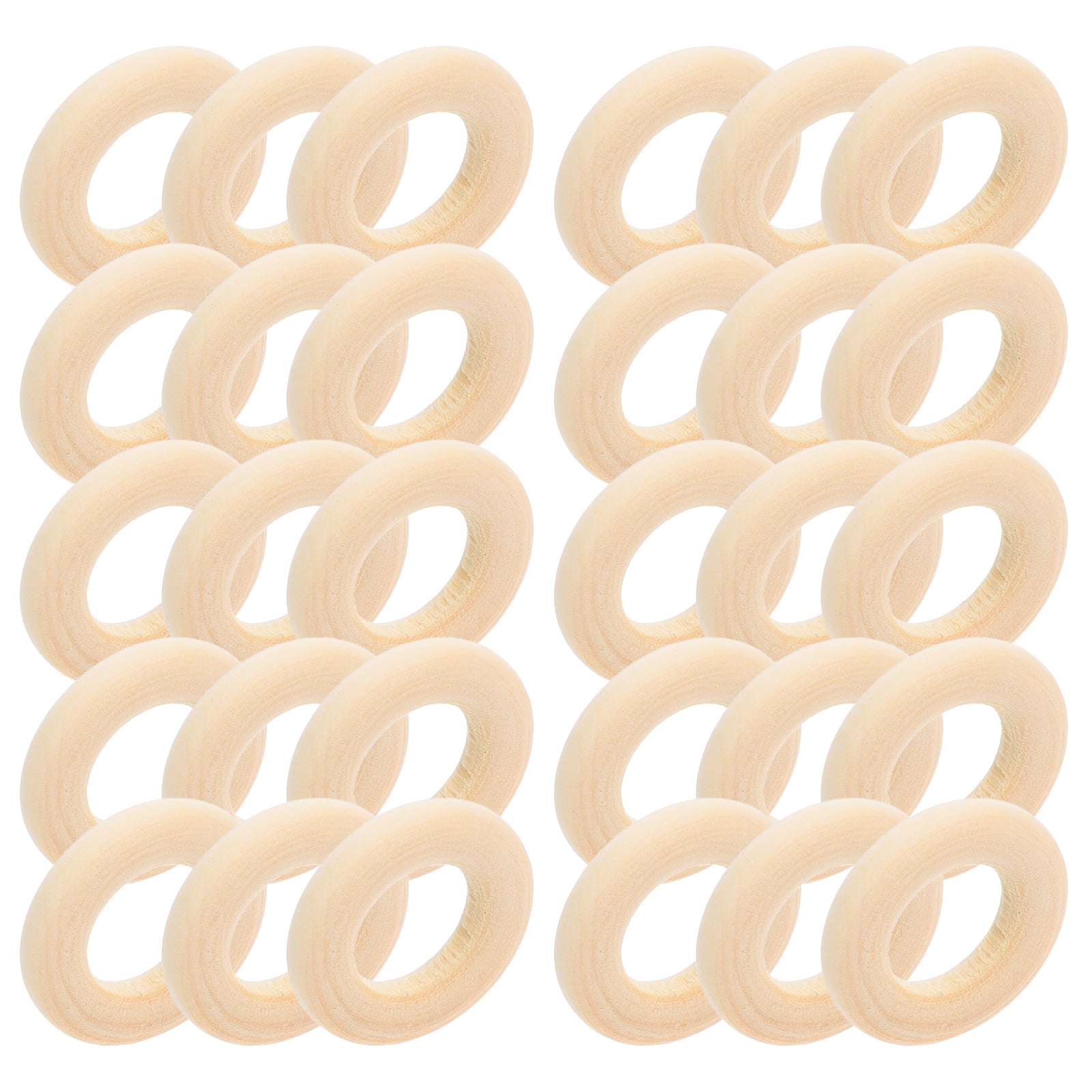 OUNONA 50pcs Wooden Rings Wooden Rings Unfinished Wood Rings Wood ...