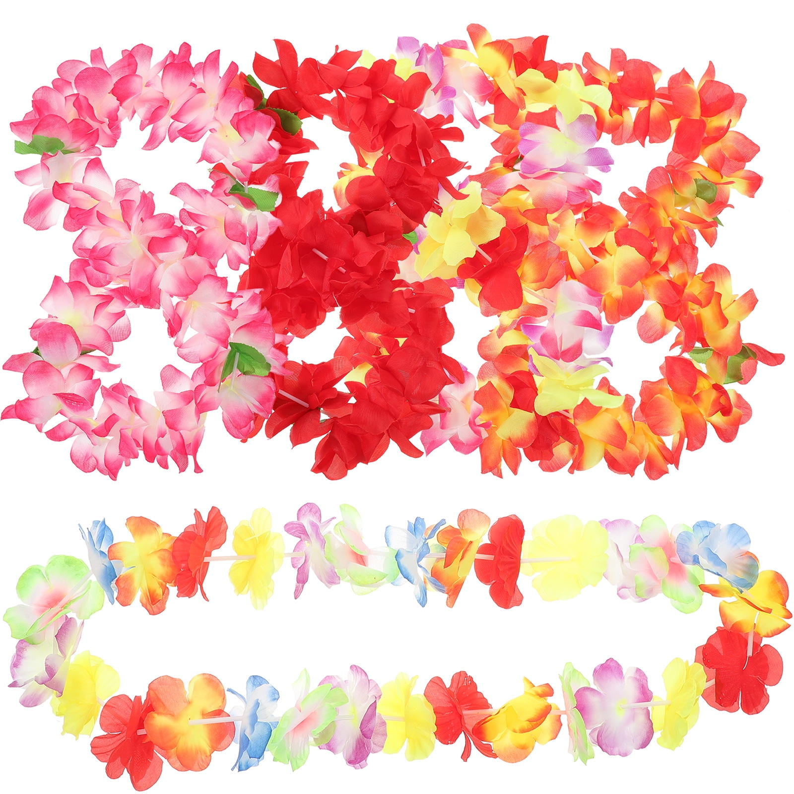 OUNONA 5-Pack Hawaiian Lei Garlands Artificial Flower Necklaces for ...