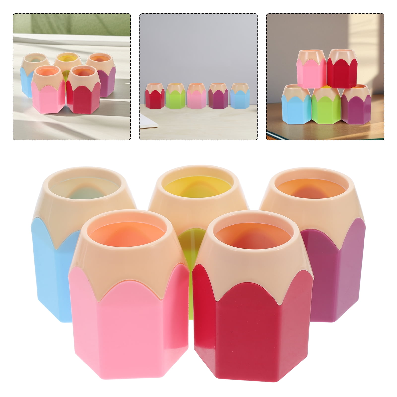 OUNONA 5Pcs Pencil Dispenser for Tabletop Colored Pen Holder Cute Pen ...