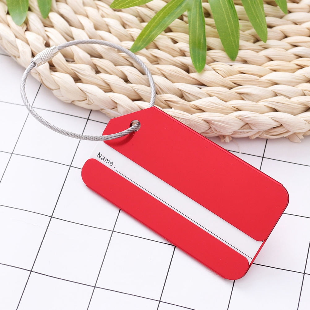 OUNONA 5Pcs Red Aluminum Suitcase Tags with Durable String and Writable ...