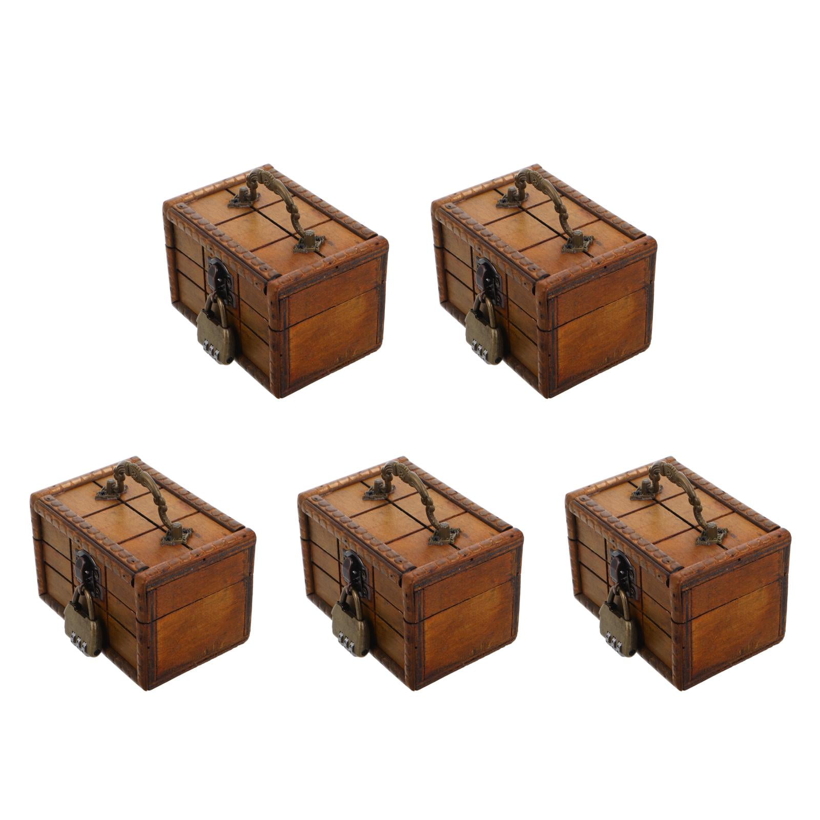 OUNONA 5pcs Vintage Wooden Storage Box with Lock Small Antique Jewelry ...