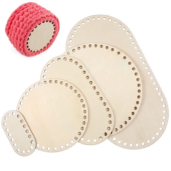 OUNONA 5pcs Wood Crochet Basket Base Solid Wood Bottom For Knitting And ...
