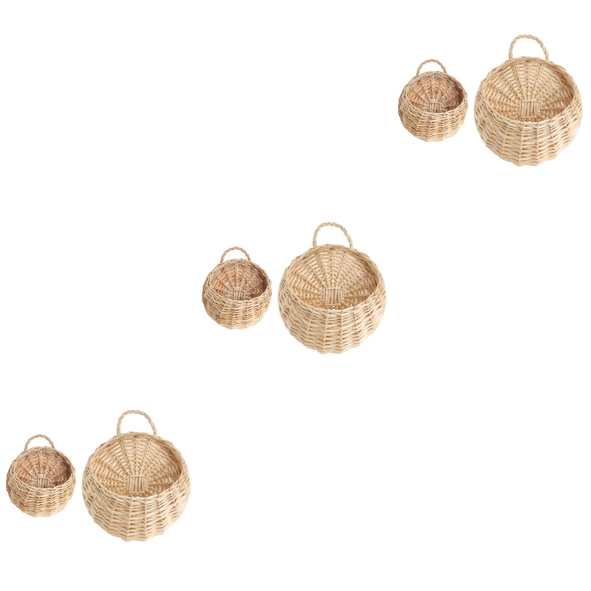 OUNONA 6 PCS Straw and Willow Basket Wicker Flower Pots Flower Wall ...