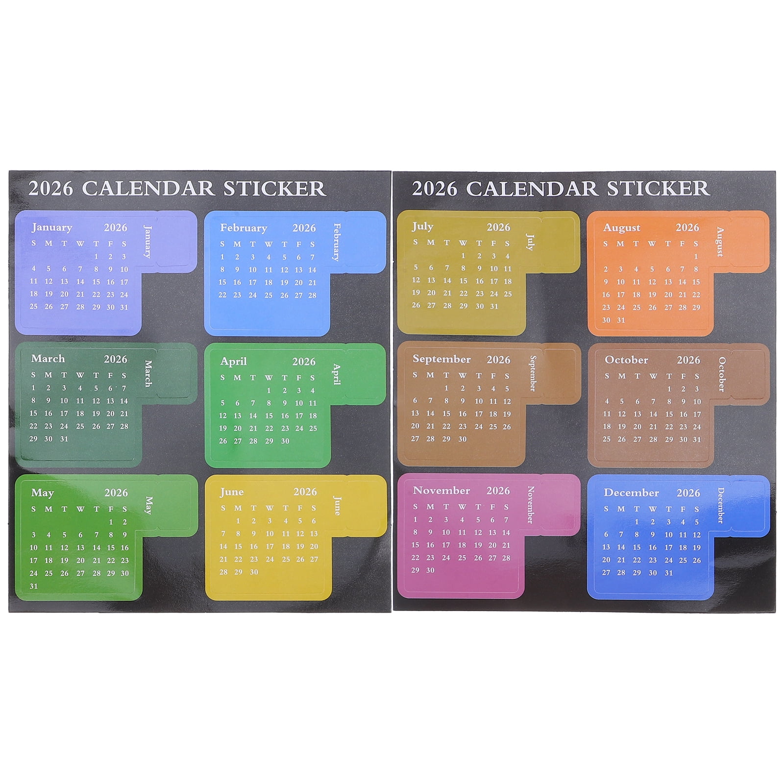 OUNONA 6-Pack 2026 Monthly Schedule Calendar Stickers, Adhesive Planner ...