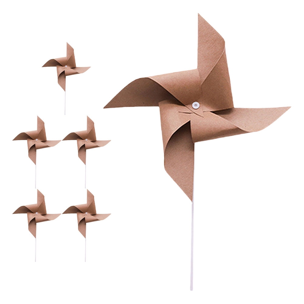 OUNONA 6 Pcs DIY Pinwheels Craft for Kids Handheld Windmill Decor Khaki ...