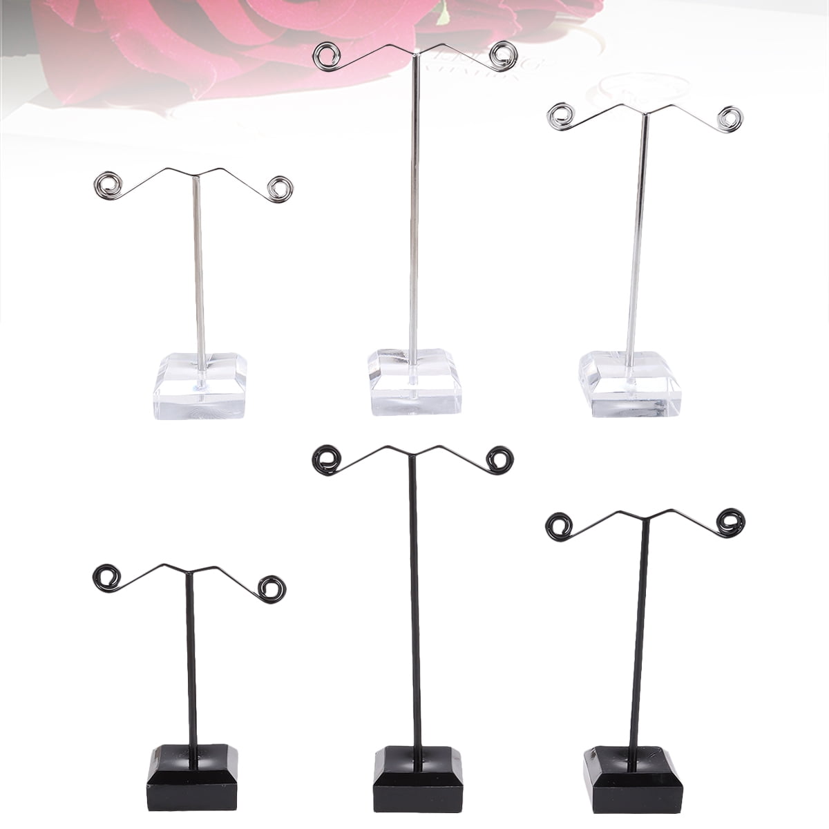 NIYANGLE Earring Display Stands Earring Display Stand 6 Pcs Metal Black ...