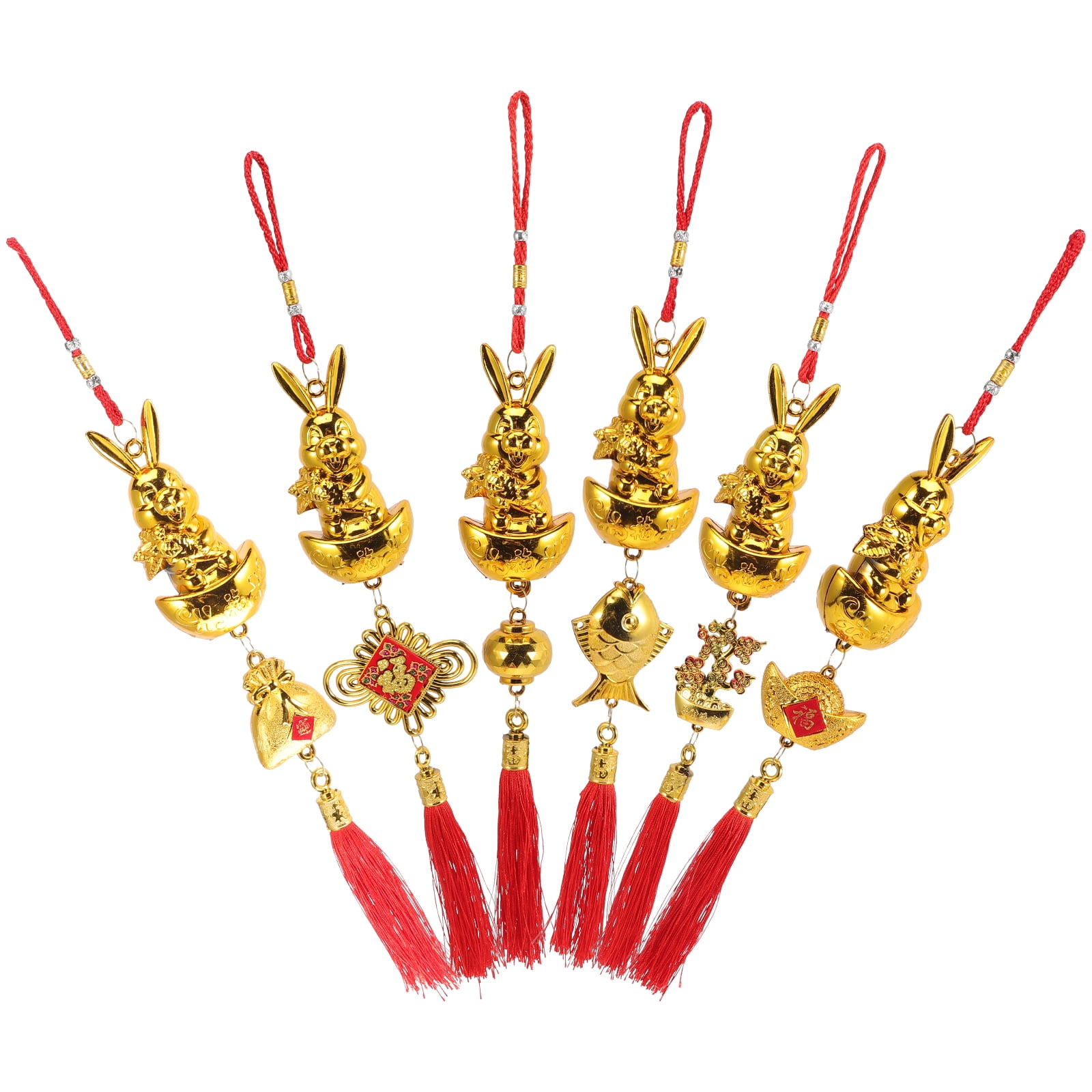OUNONA 6 Pcs Festival Couplet Bonsai Small Pendant Festive Rabbit ...