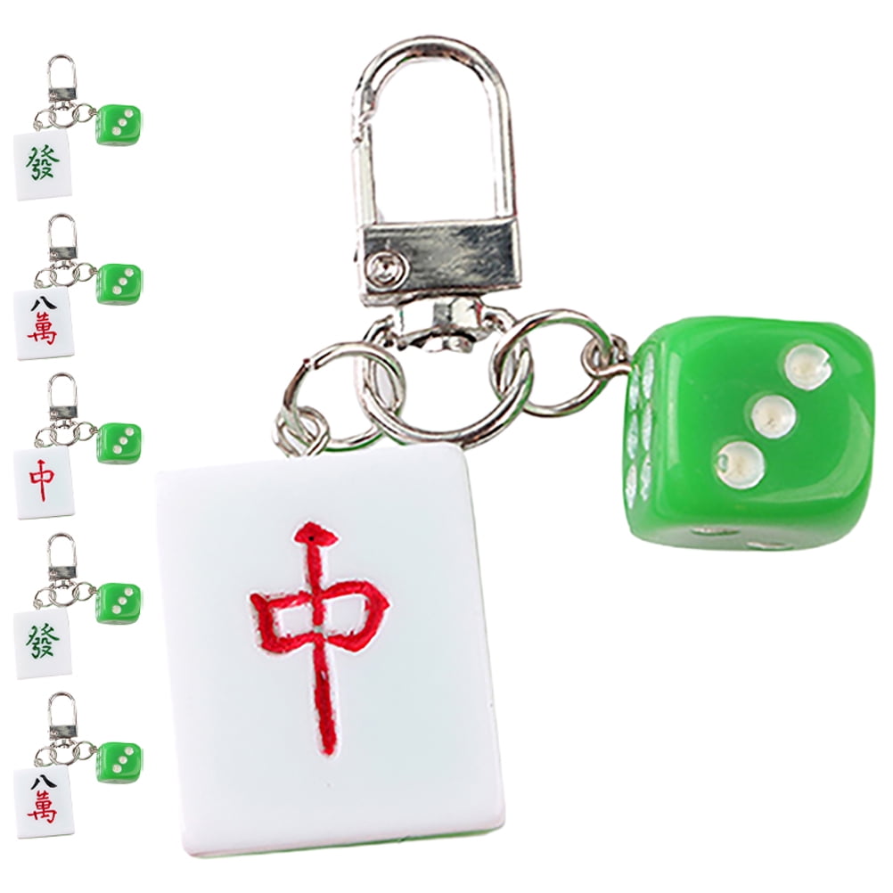 OUNONA 6 Pcs Thai Clutch Chinese Style Keychain Mahjong Keychain 2.50X2 ...