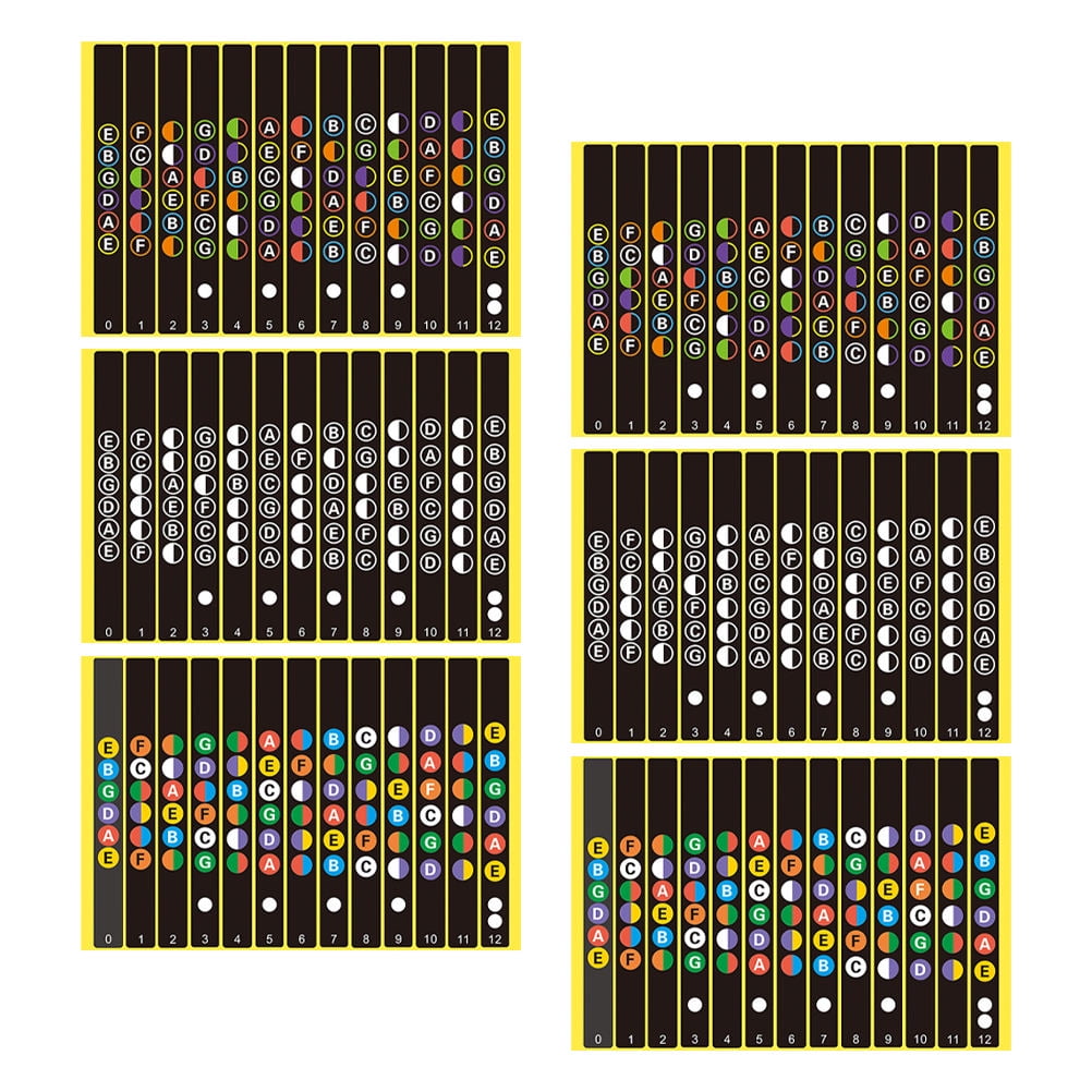 OUNONA 6 Sheets Guitar Fretboard Stickers Guitar Fretboard Note Map ...