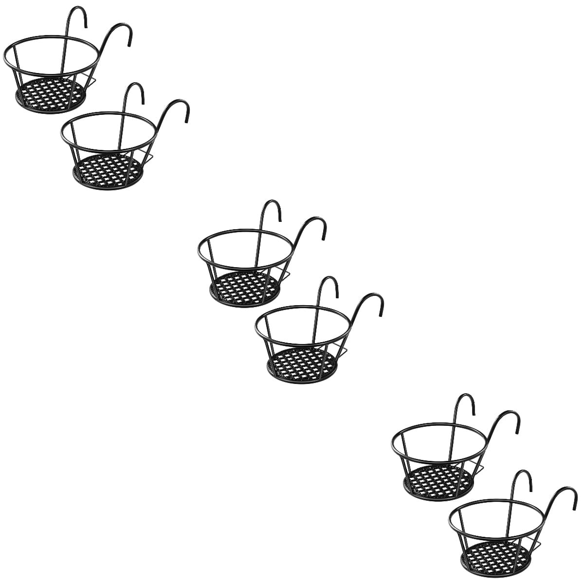 OUNONA 6 pcs Hanging Baskets Flower Pot Holder Over The Rail Metal ...