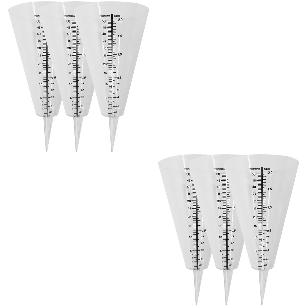 OUNONA 6 pcs Rain Measuring Cups Cone Shaped Rain Gauge Plug Measuring ...