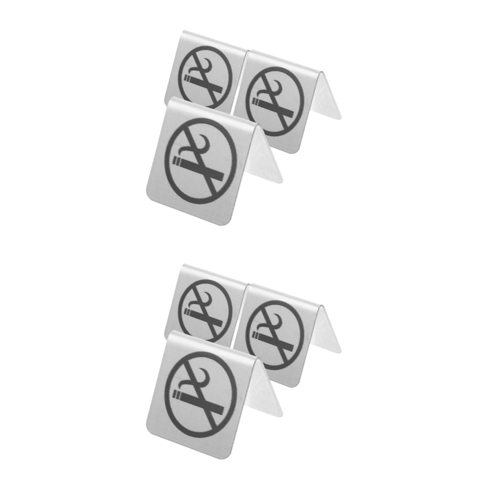 OUNONA 6 pcs Stainless Steel Signs No Smoking Table Sign Double-Sided ...