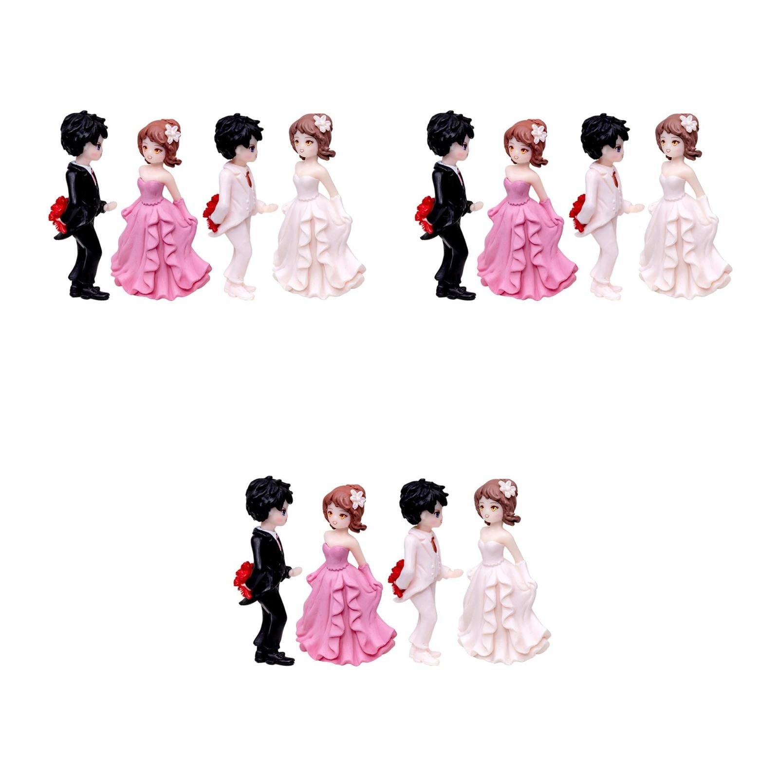 OUNONA 6 pcs Wedding Cake Toppers Bride And Groom Figures Sweet Love ...