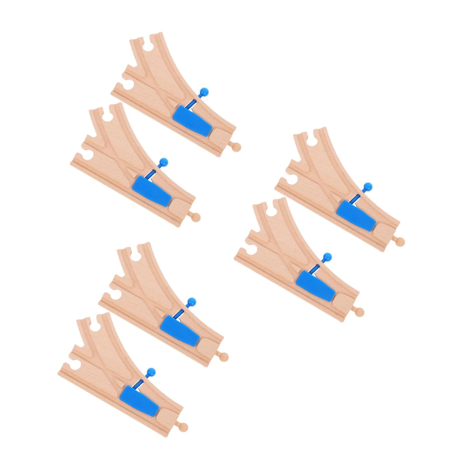 OUNONA 6 pcs Wooden Train Track Switches Intersections Toy Train Sets ...