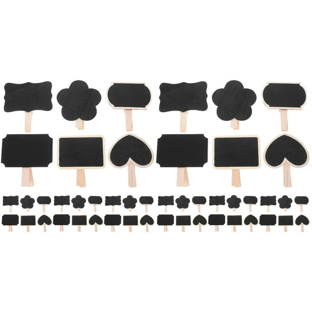 OUNONA 60 Pcs Clip On Chalkboards Blackboard with Wooden Clip Message ...