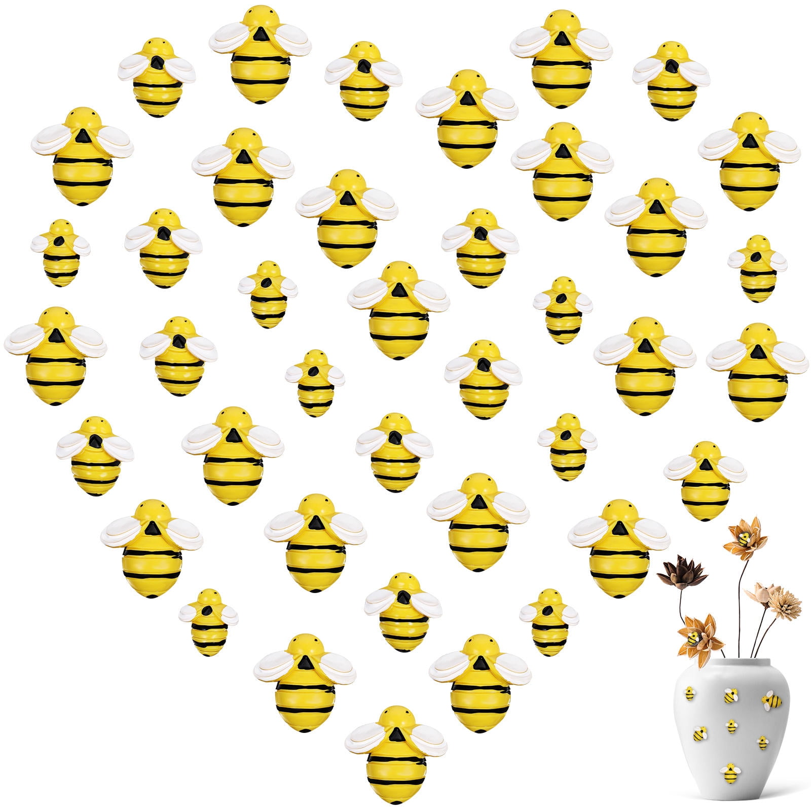 OUNONA 60 Pcs Flatback Bumble Bees Miniatures Resin Bees For Crafting ...
