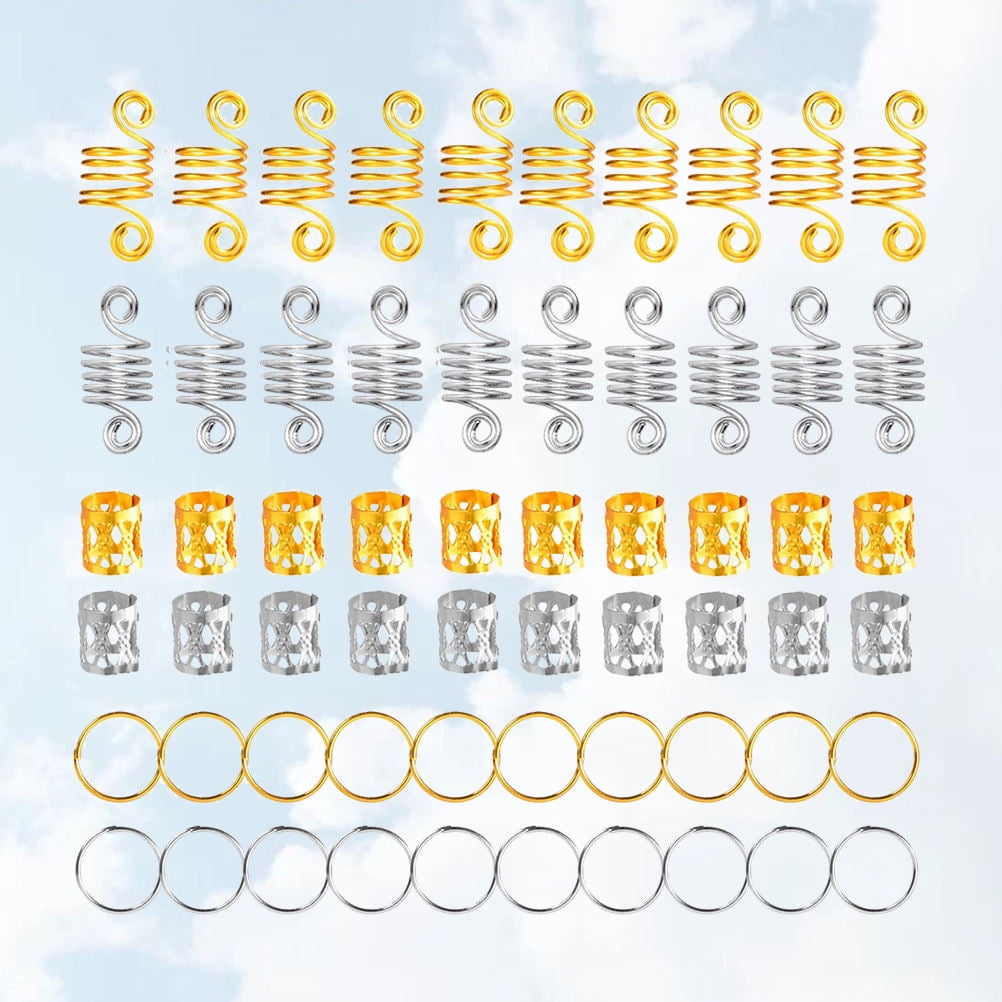 OUNONA 60 Pieces Metal Hair Decoration Rings for Dreadlocks and Braid ...