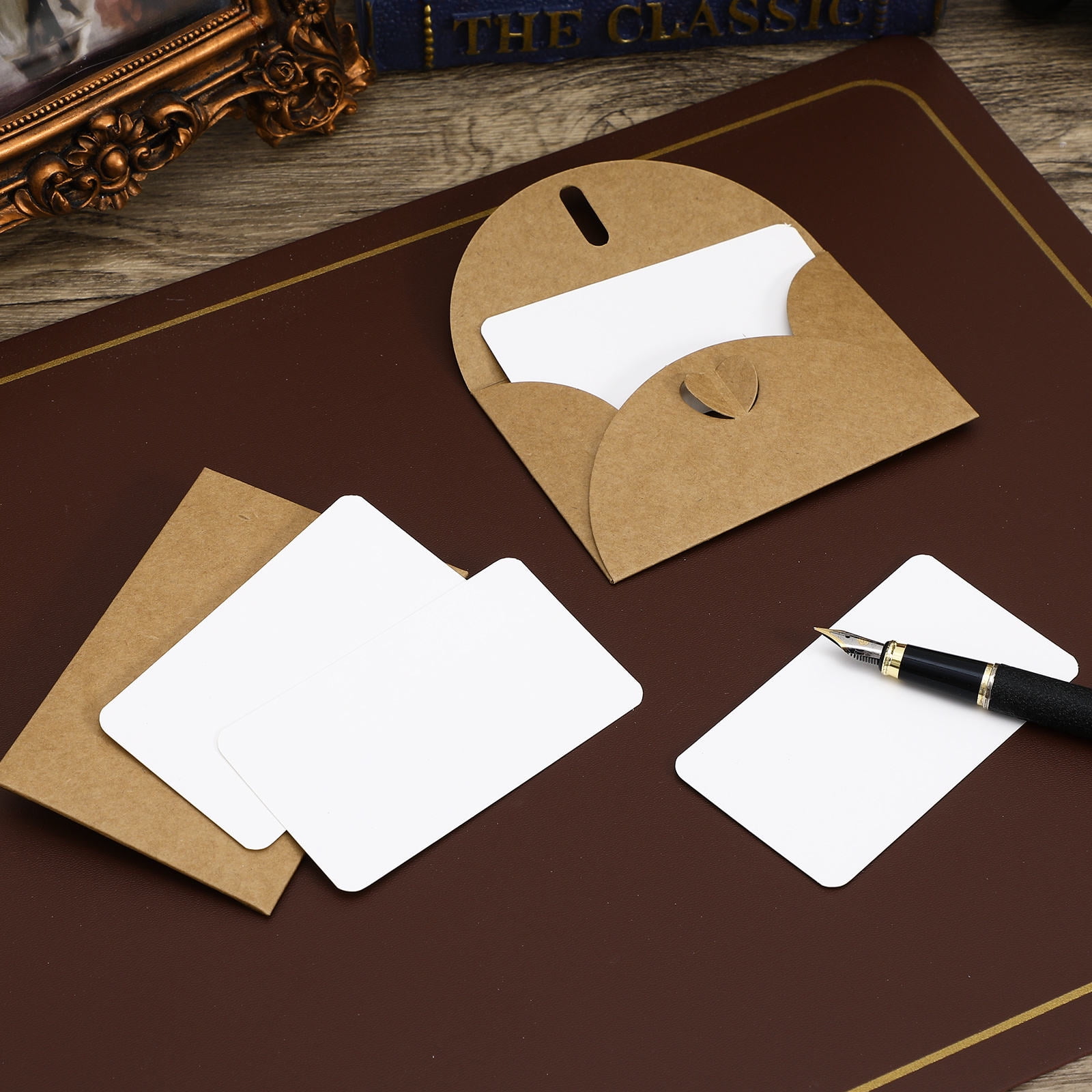 OUNONA 60 Sets Brown Paper Envelopes Small Cute Wedding Invitations ...