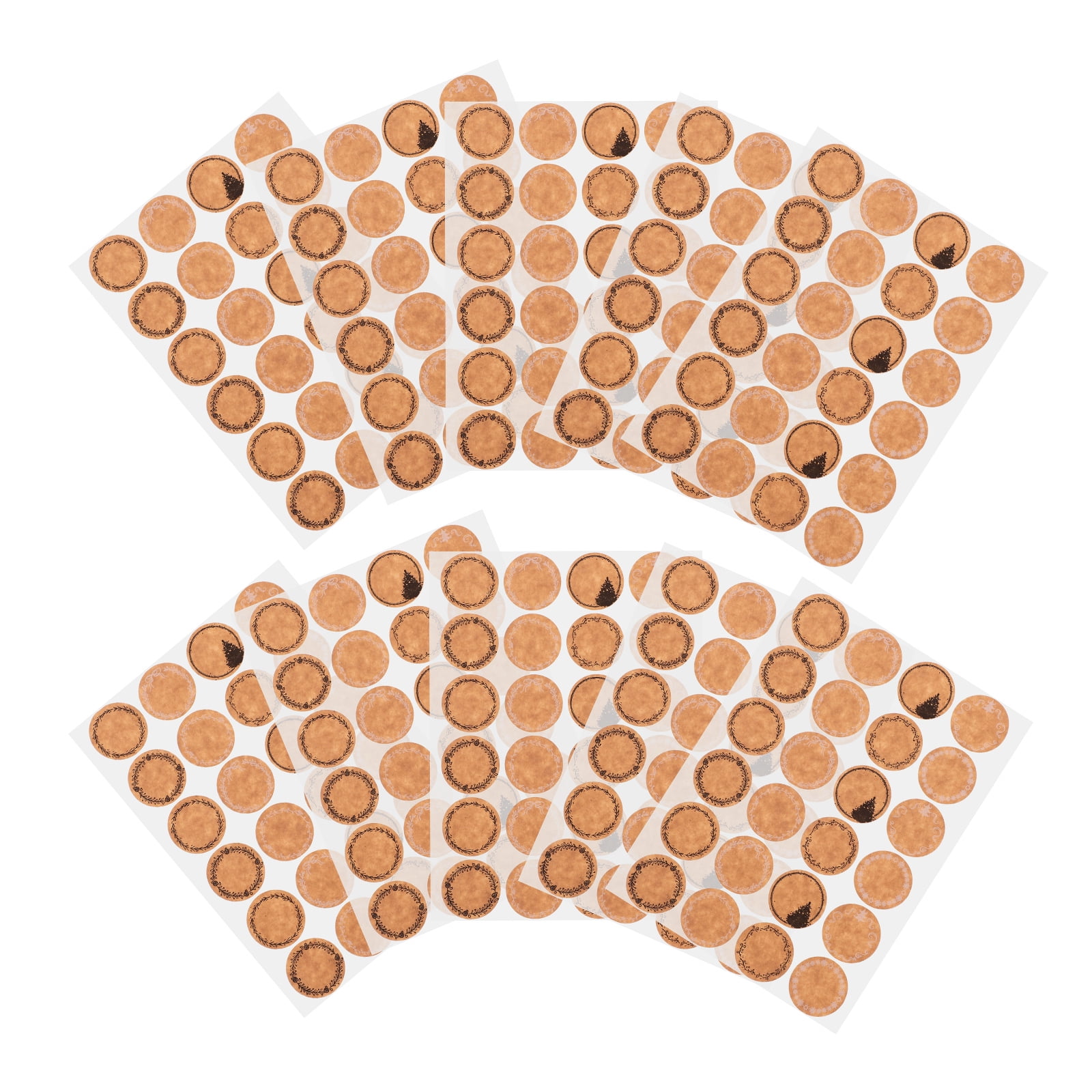 OUNONA 600pcs Round Kraft Paper Stickers Self-Adhesive Circle Labels ...
