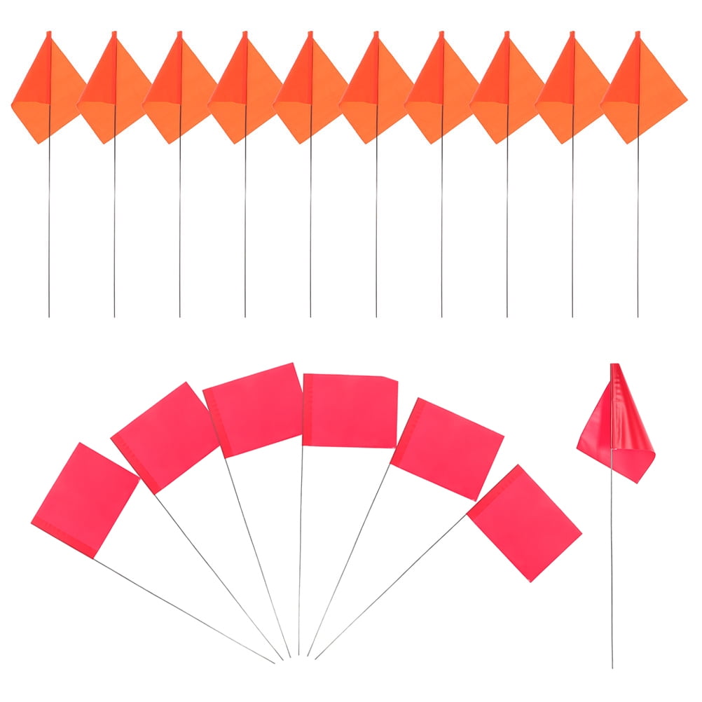 OUNONA 60Pcs High Visibility Marking Flags with Wire Stakes for Lawn ...