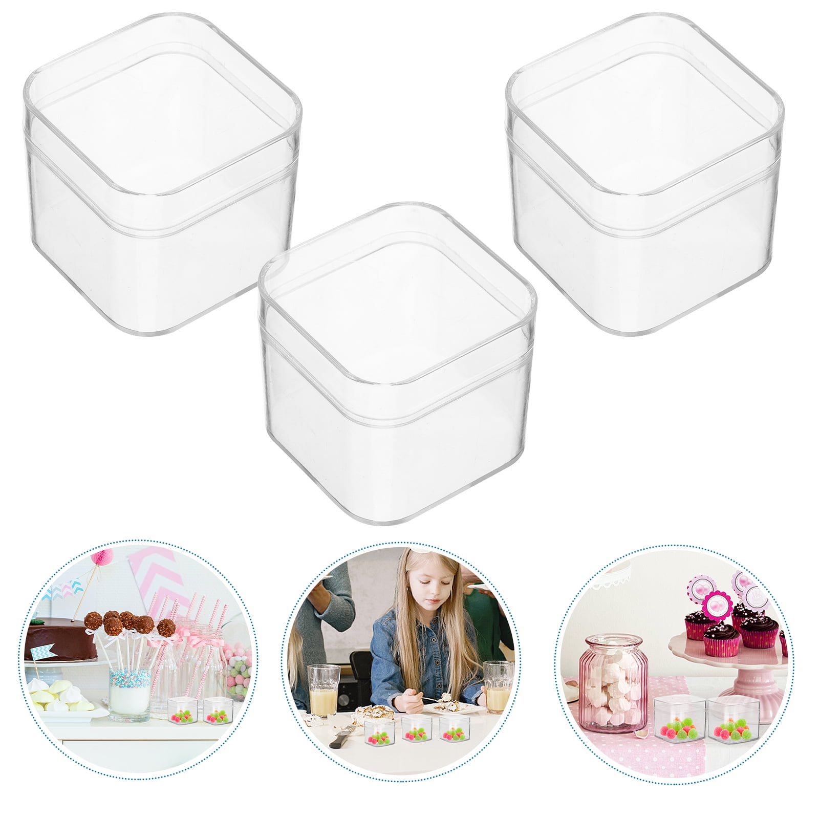 OUNONA 6PCS Clear Favor Box Small Square Clear Containers Bead ...