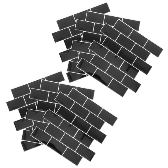 OUNONA 6Pcs Self Adhesive Black Kitchen Back Splash Tiles Peel and ...