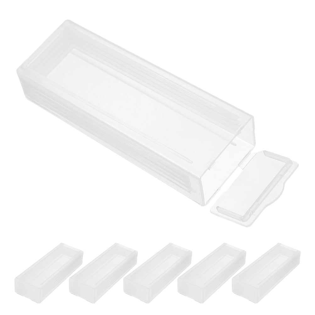 OUNONA 6pcs 5-Place Microscope Slide Storage Box Plastic Glass Holder 5 ...