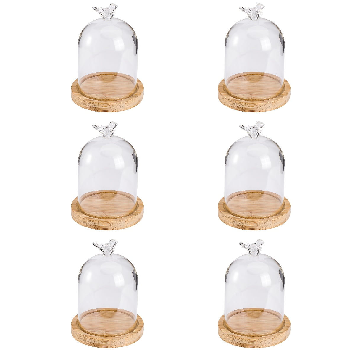 OUNONA 6pcs Clear Glass Dome Cloche with Base Tabletop Centerpiece ...