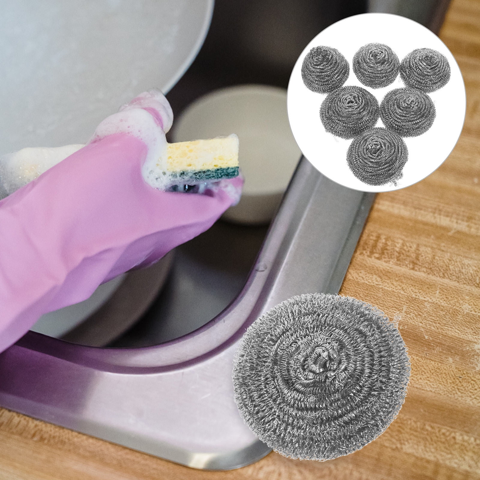 OUNONA 6pcs Cookware Scrubber Scrubbing Pad Kitchen Stainless Scrubber ...